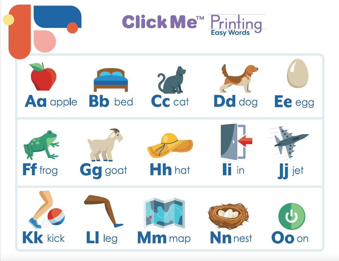 Click Me Printing Easy Words Sounds and Letters at a Glance – Click Me ...